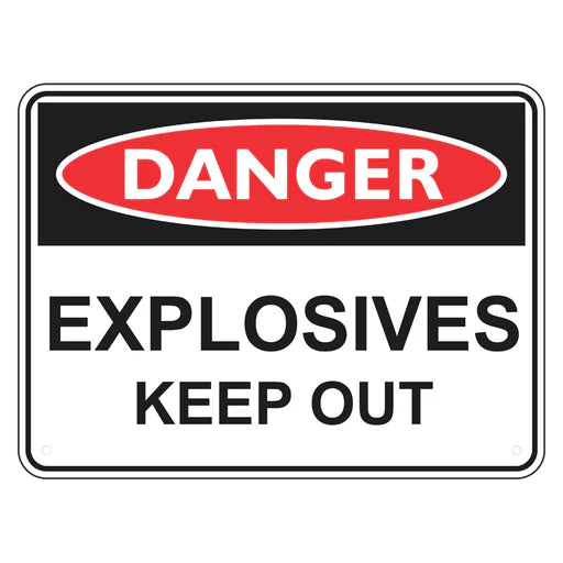 Danger Sign – Explosives Keep Out | Premium Nameplates