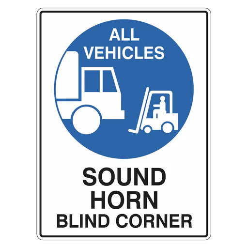 Mandatory Sign - All Vehicles Sound Horn Blind Corner – Premium Nameplates
