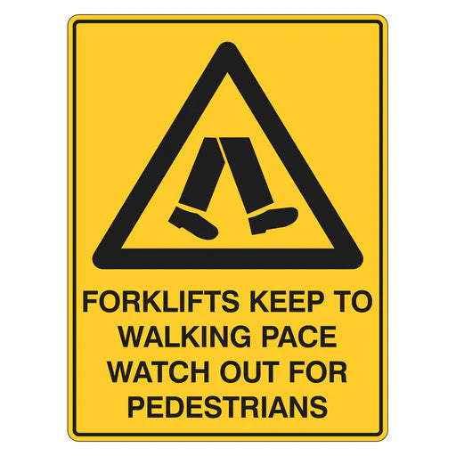 Warning Sign - Forklifts Keep To Walking Pace – Premium Nameplates