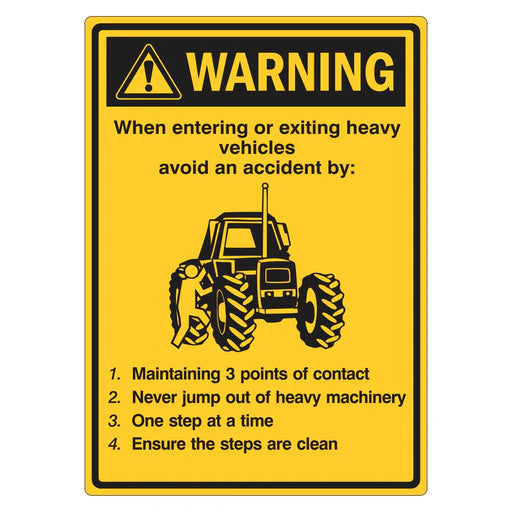 Warning Sign - When Entering Or Exiting Heavy Vehicles – Premium Nameplates